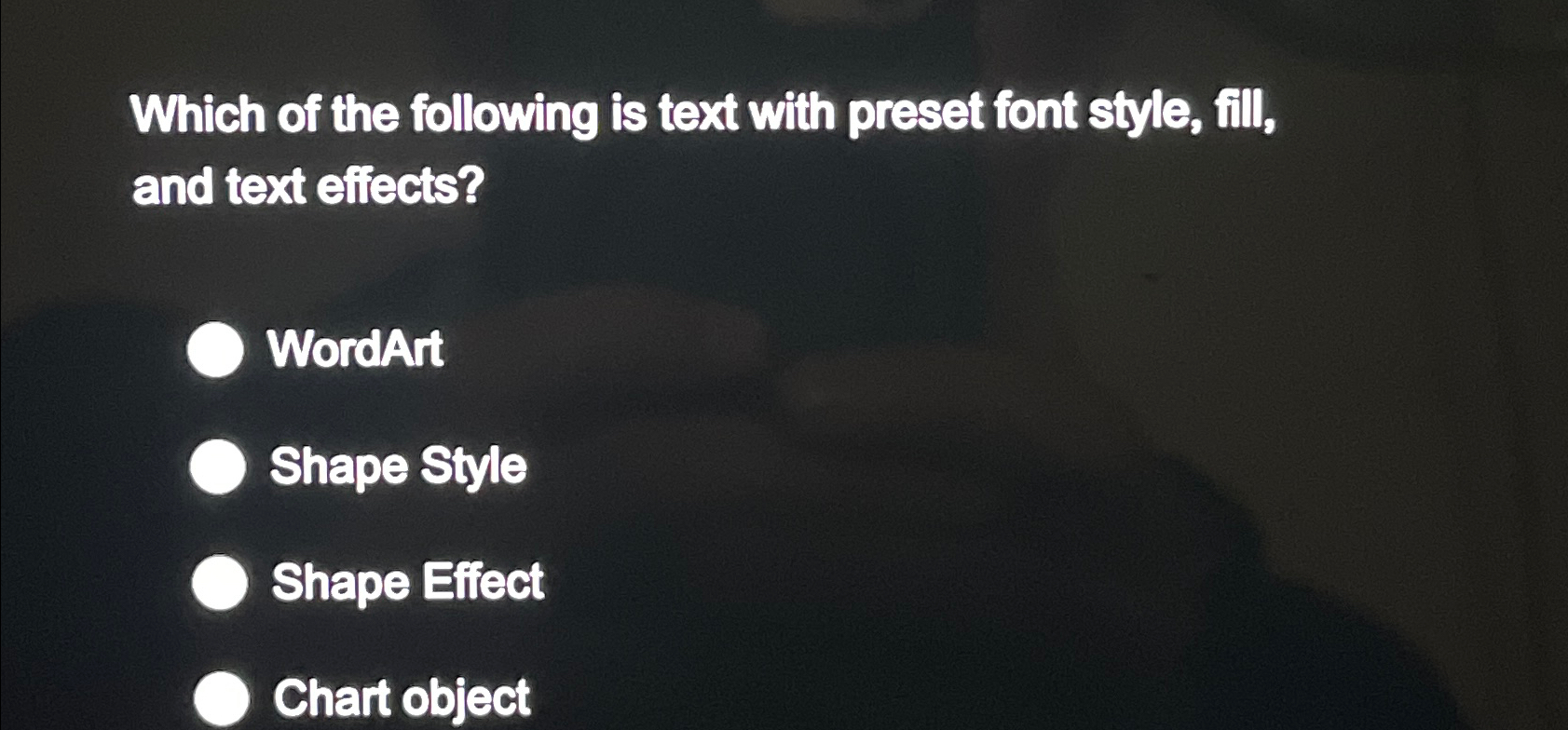 Solved Which of the following is text with preset font | Chegg.com