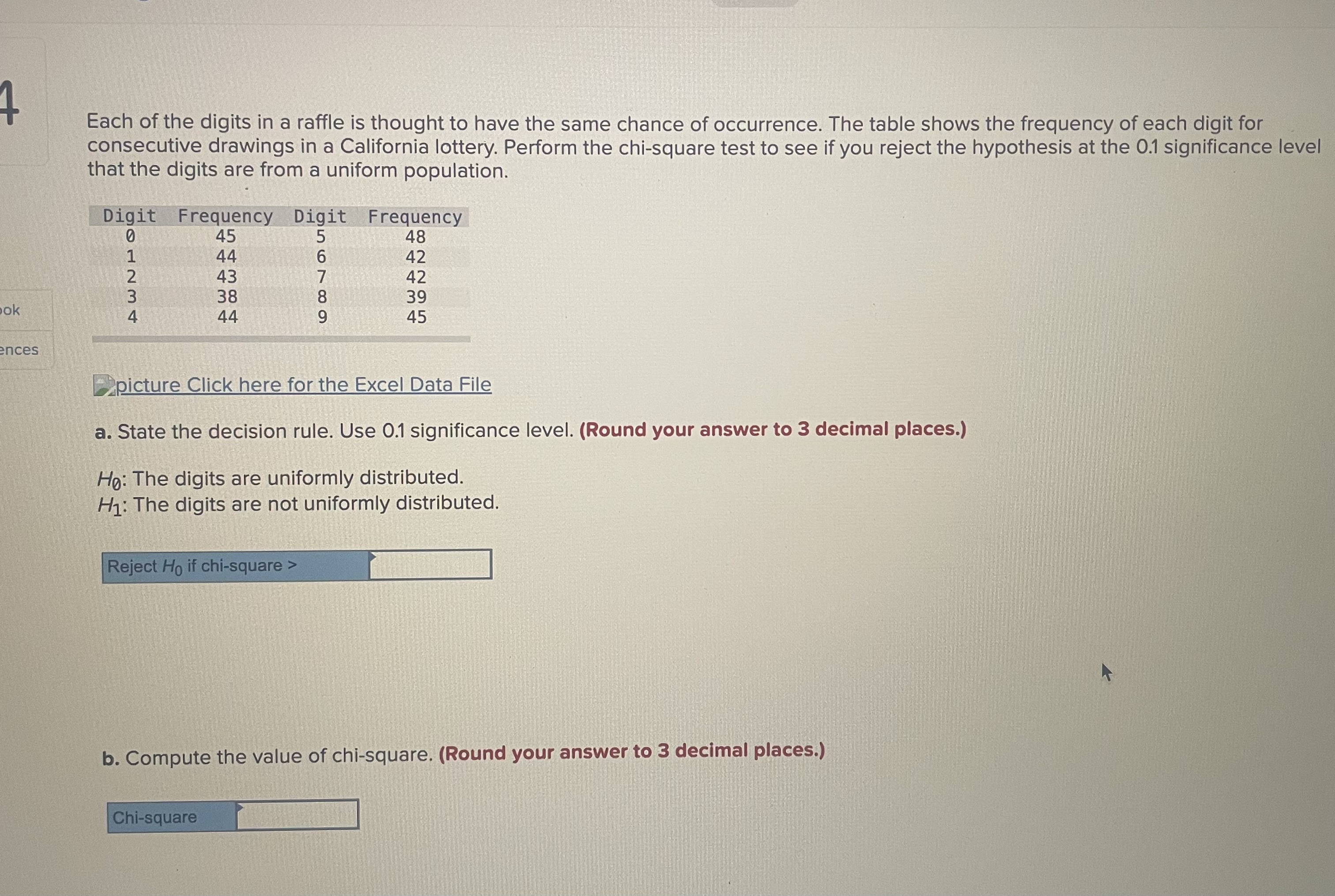 Solved Each of the digits in a raffle is thought to have the | Chegg.com