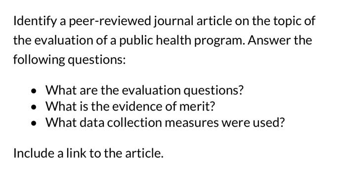 Solved Identify a peer-reviewed journal article on the topic | Chegg.com