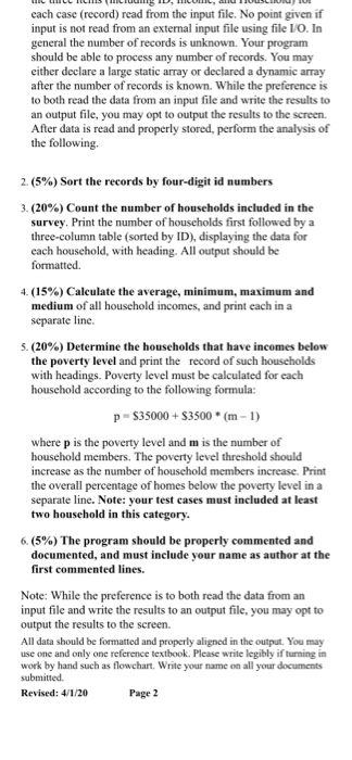 Solved Problem Description: The results of a survey of the | Chegg.com