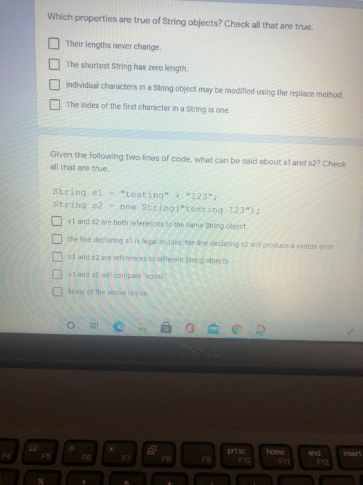 Solved Which properties are true of String objects? Check | Chegg.com