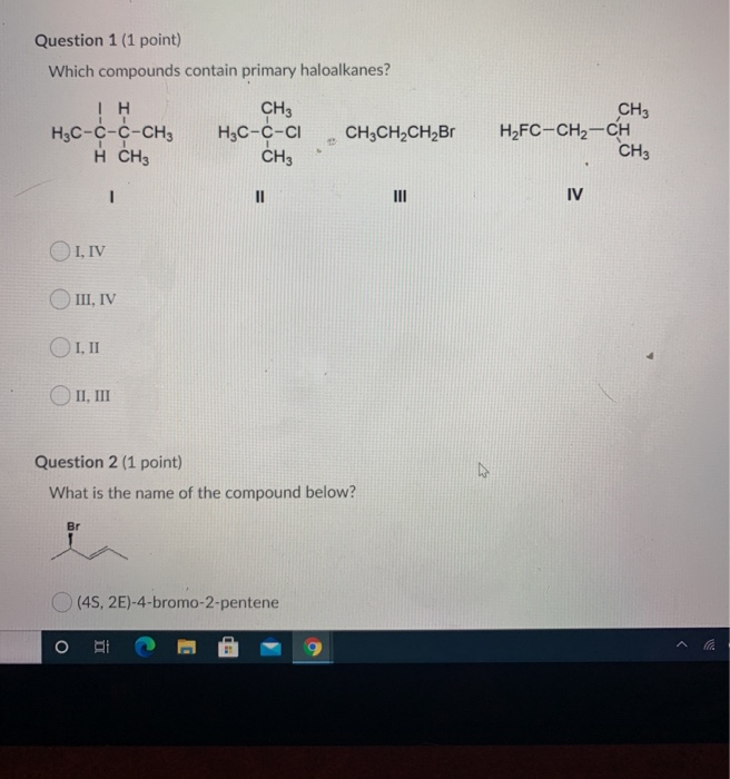 Solved Question 1 (1 point) Which compounds contain primary | Chegg.com