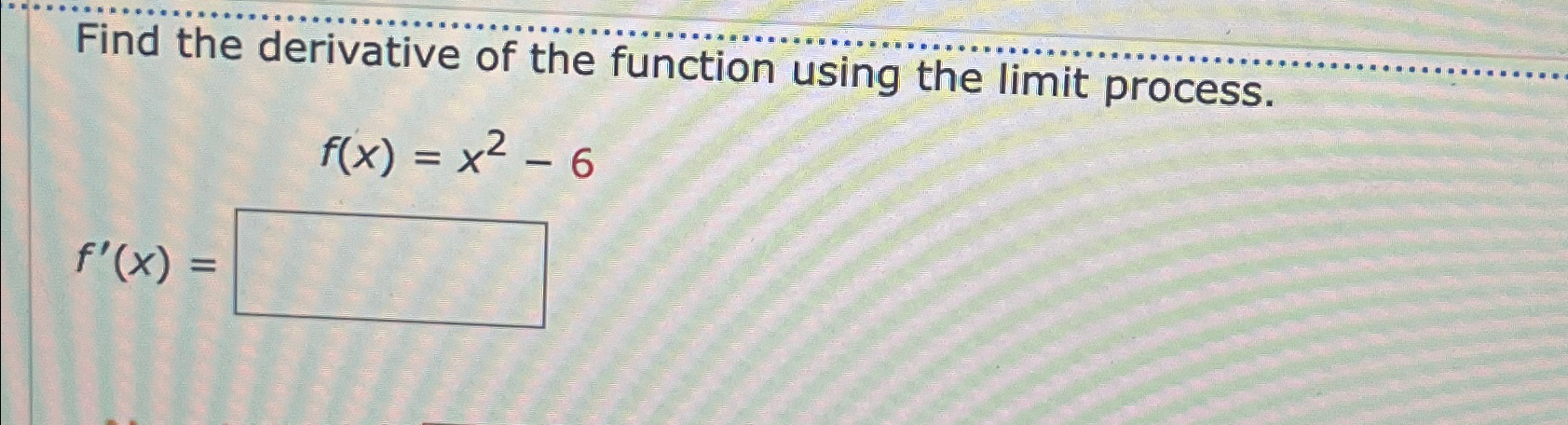 Solved Find the derivative of the function using the limit | Chegg.com