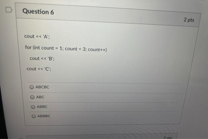Solved Question 6 2 Pts Cout