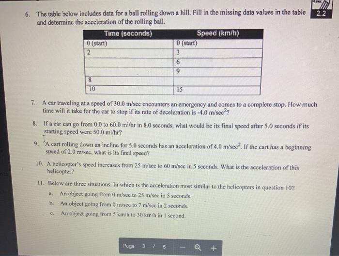 Solved 4C 2.2 6. The table below includes data for a ball | Chegg.com