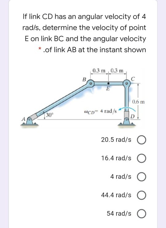 Solved If link CD has an angular velocity of 4 rad/s, | Chegg.com