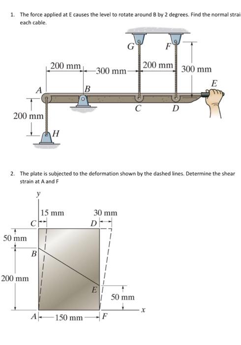 Solved 1. The force applied at E causes the level to rotate | Chegg.com