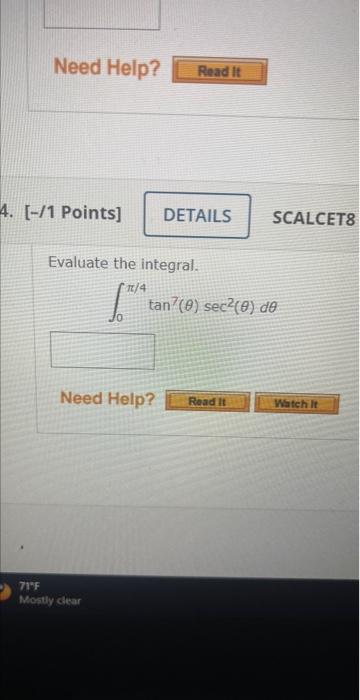 Solved 11 Points] SCALCET8 Evaluate the integral. | Chegg.com