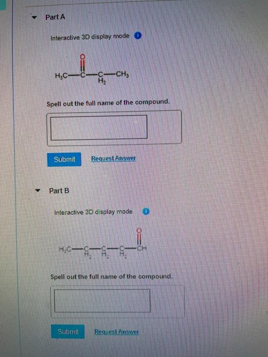 Solved Part A Interactive 3D display mode HC- -C-CH, Hz | Chegg.com
