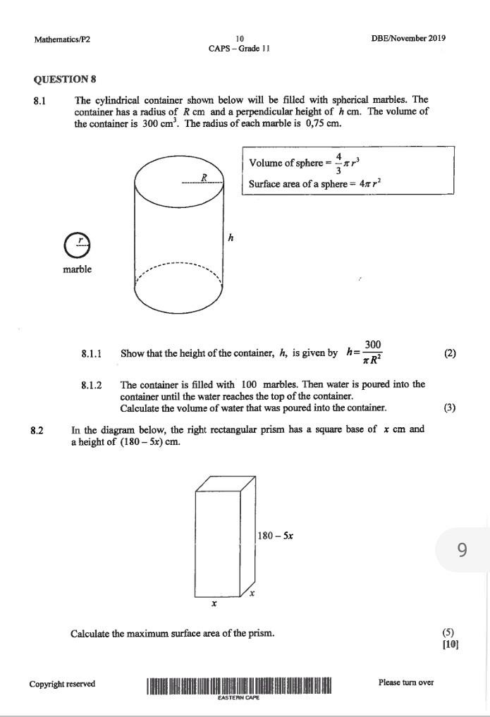 Solved 8.1 The cylindrical container shown below will be | Chegg.com