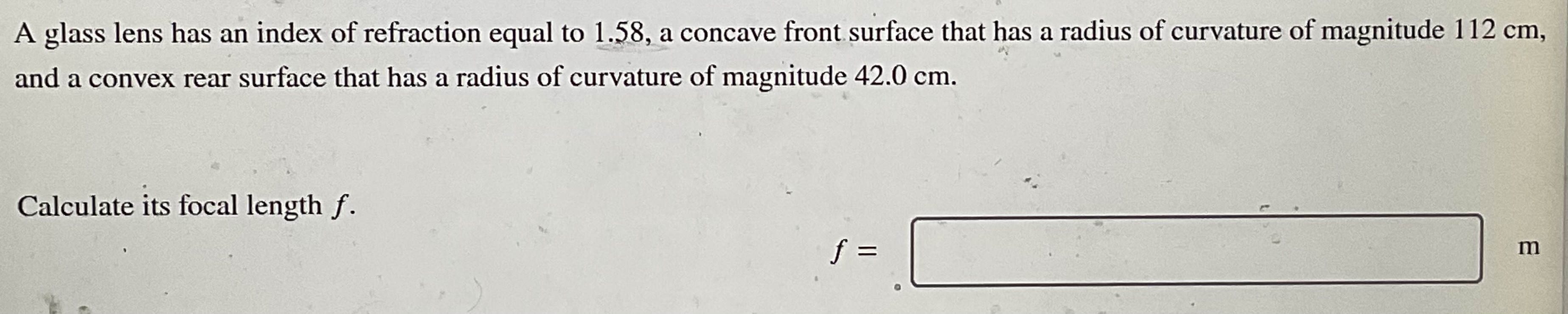 Solved A glass lens has an index of refraction equal to | Chegg.com