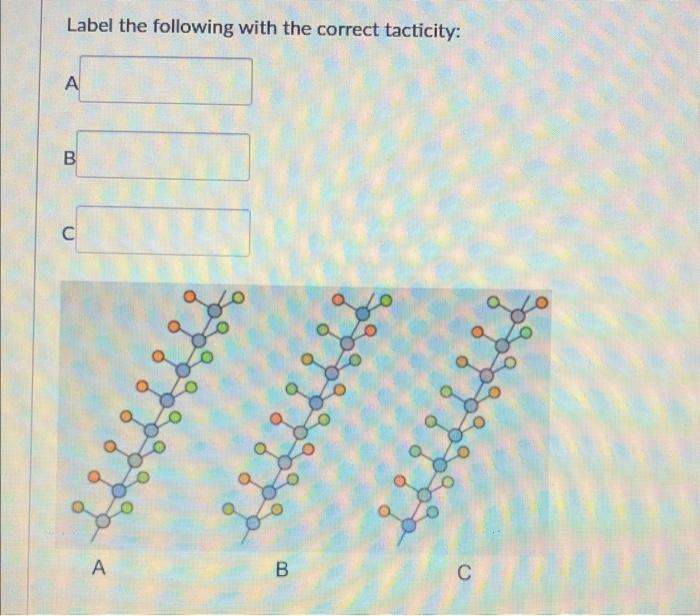 Solved Label the following with the correct tacticity: A B С | Chegg.com