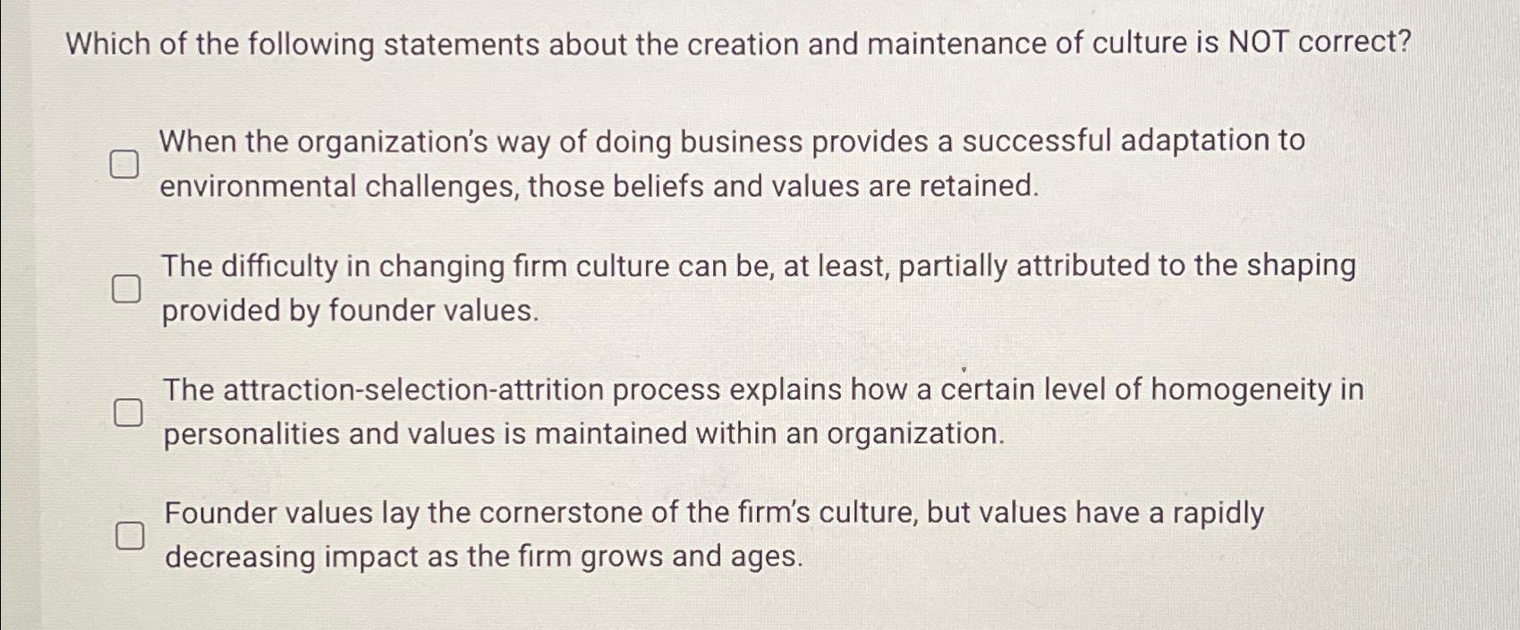 Solved Which of the following statements about the creation | Chegg.com