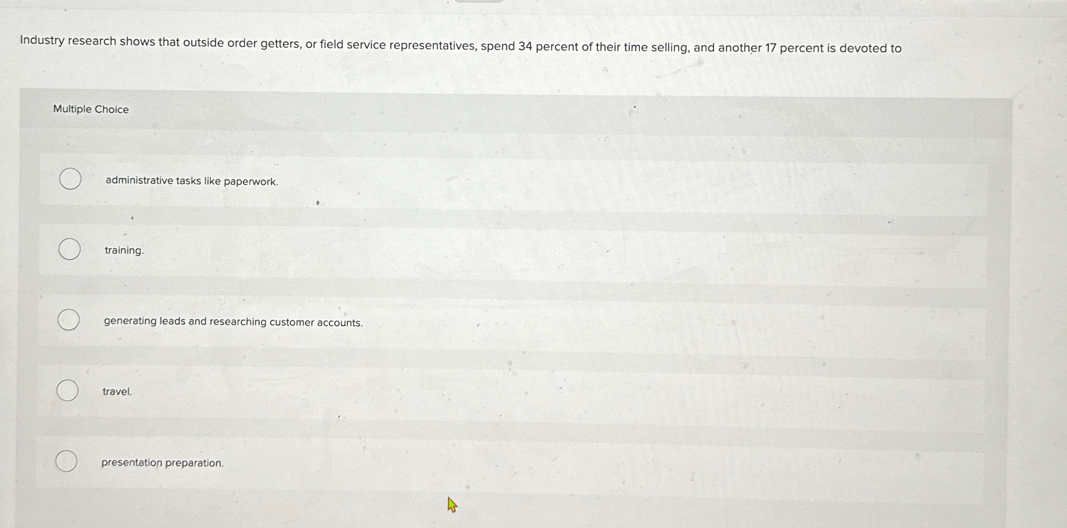 Solved Industry research shows that outside order getters, | Chegg.com