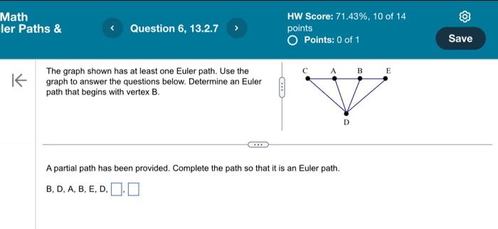 Solved The graph shown has at least one Euler path. Use the | Chegg.com
