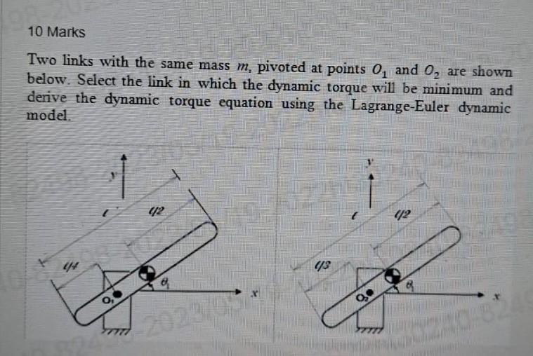 10 Marks Two links with the same mass m, pivoted at | Chegg.com