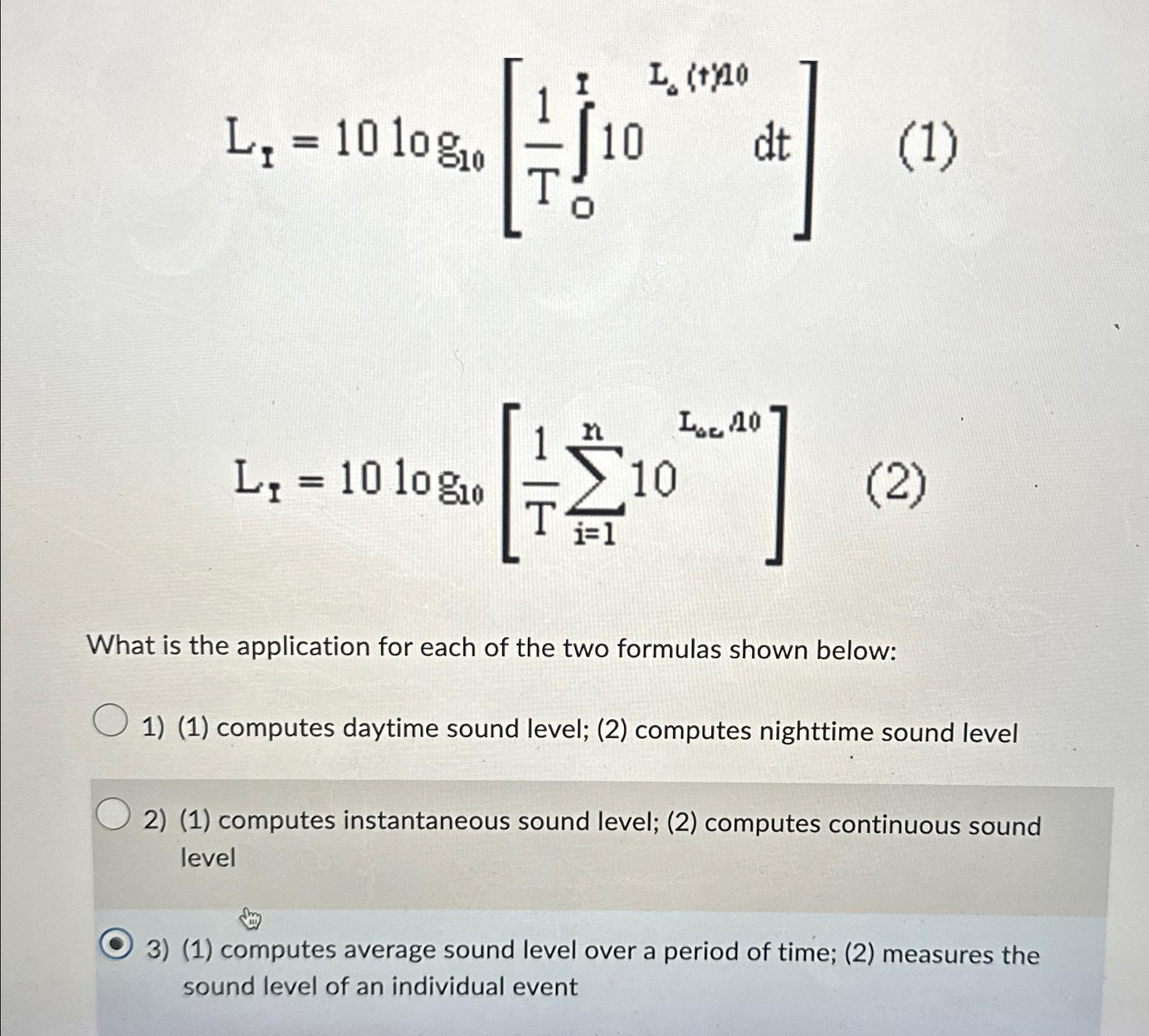 Solved What is the application for each of the two formulas | Chegg.com
