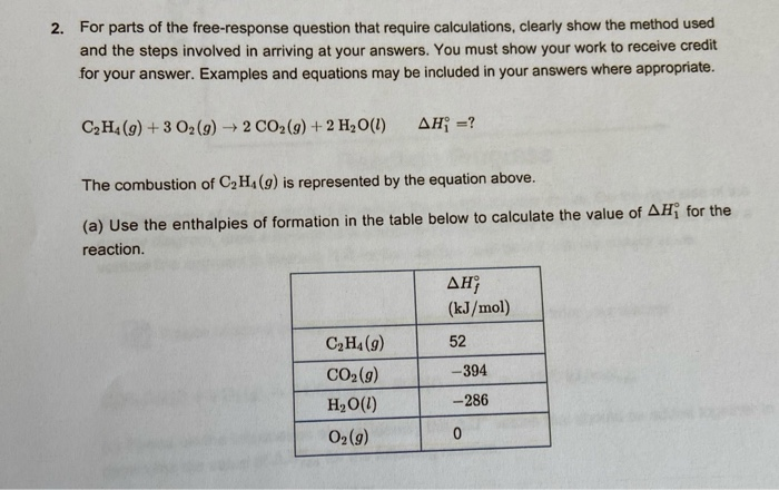 Solved 2. For parts of the free-response question that | Chegg.com