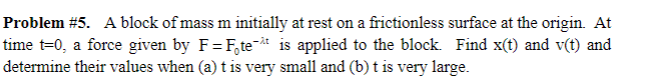 Solved Problem #5. ﻿A block of mass m ﻿initially at rest on | Chegg.com