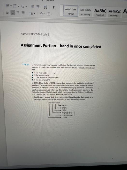Solved Name: COSCi046 Lab 6 Chapter 6 - Metheds Imagine you | Chegg.com