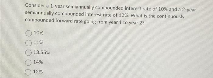 Solved Consider a 1-year semiannually compounded interest | Chegg.com