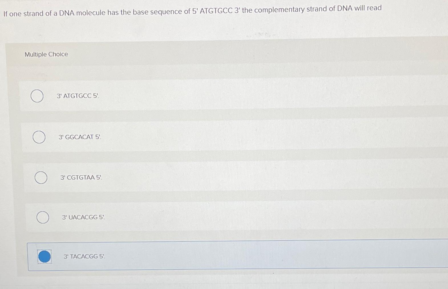 Solved If one strand of a DNA molecule has the base sequence | Chegg.com