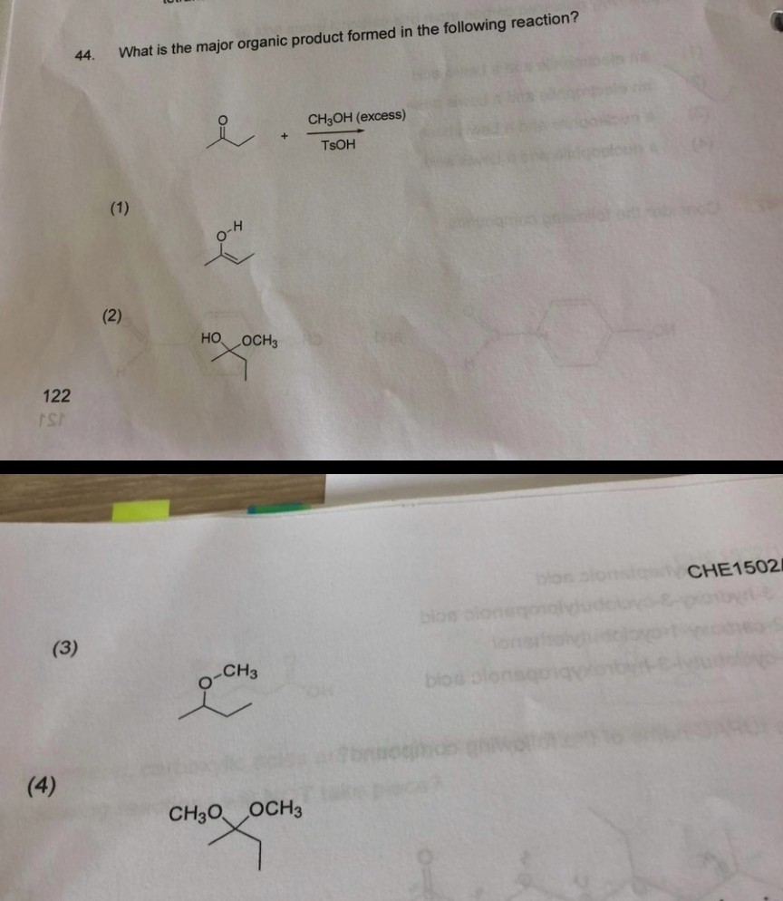Solved 44 What is the major organic product formed in the | Chegg.com