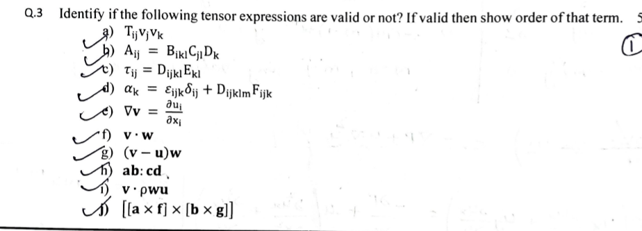 Solved Q.3 Identify if the following tensor expressions are | Chegg.com