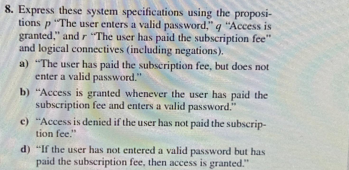 Solved Express these system specifications using the | Chegg.com