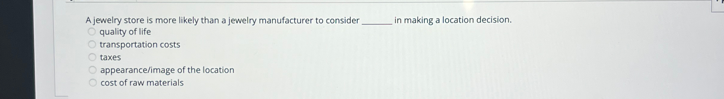 Solved A jewelry store is more likely than a jewelry | Chegg.com