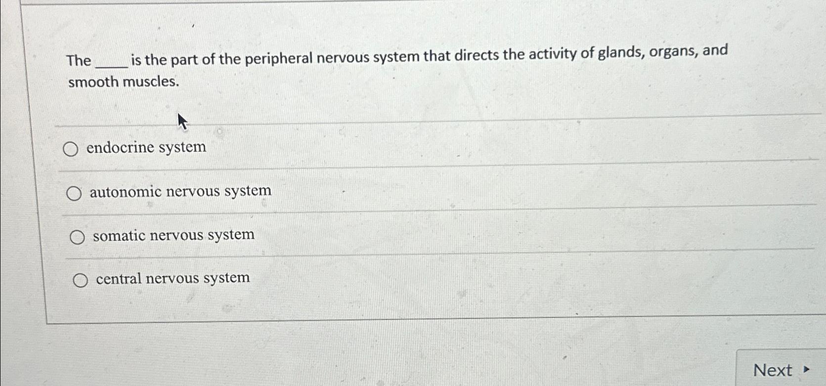 Solved The is the part of the peripheral nervous system that | Chegg.com