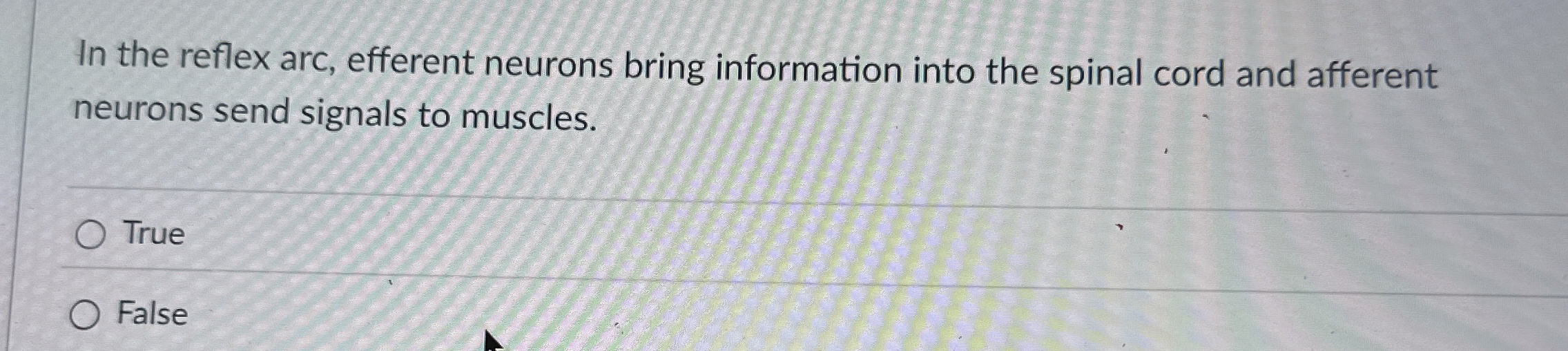 Solved In the reflex arc, efferent neurons bring information | Chegg.com