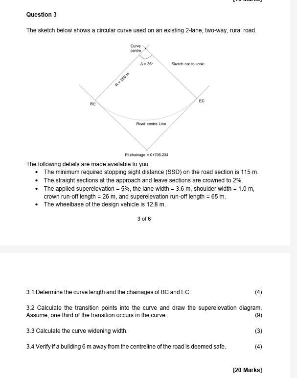 Solved Question 3 ﻿The sketch below shows a circular curve | Chegg.com