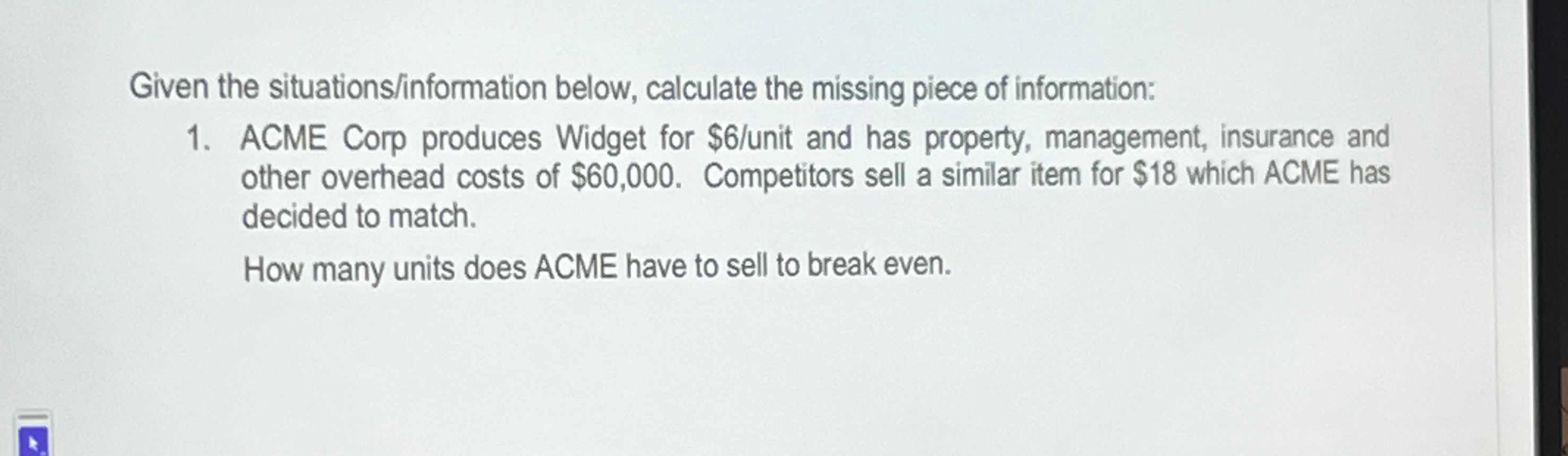 Solved Given the situations/information below, calculate the | Chegg.com