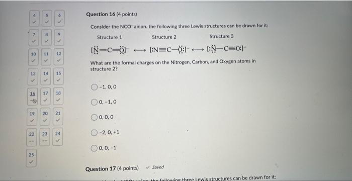 Solved Consider the NCO anion. the following three Lewis | Chegg.com