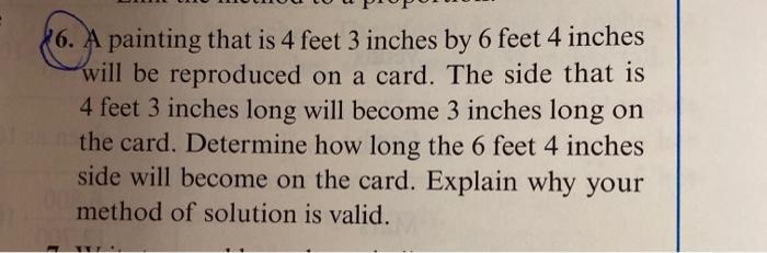 Solved 26. A painting that is 4 feet 3 inches by 6 feet 4 | Chegg.com