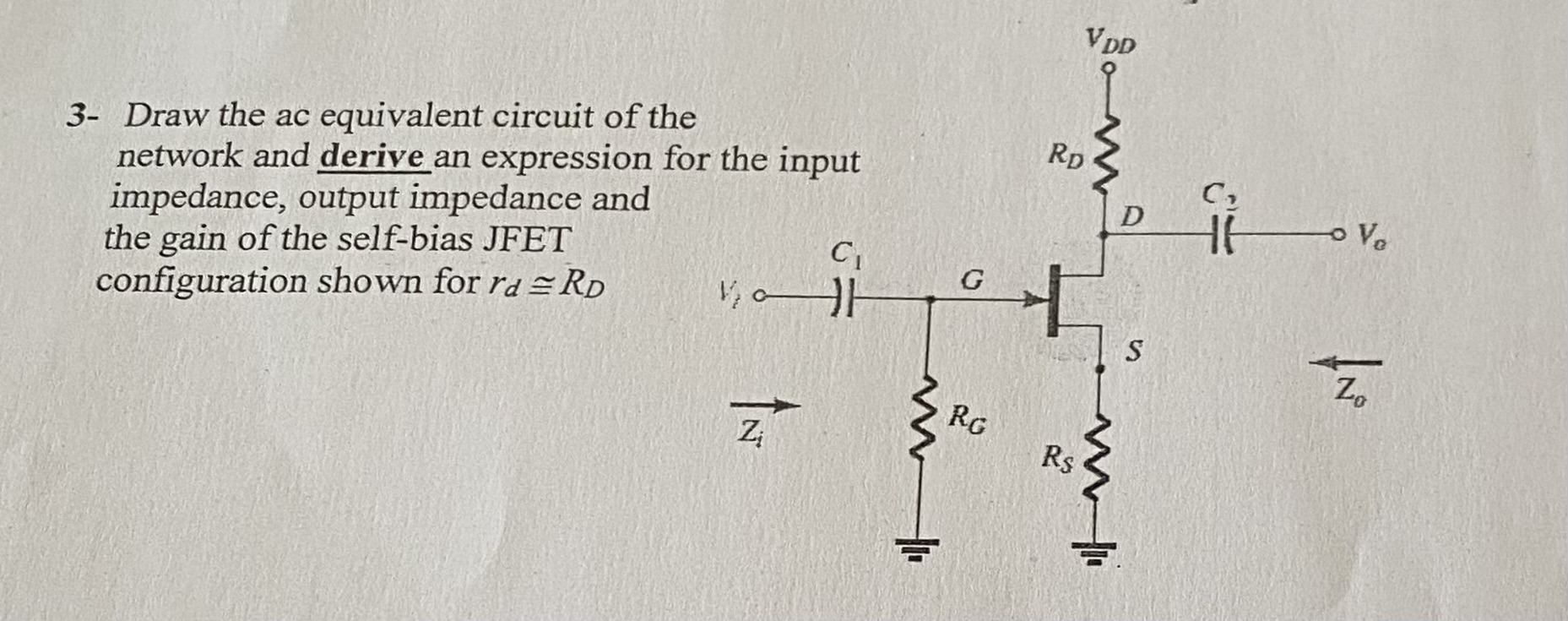Solved 3- ﻿Draw the ac equivalent circuit of the network and | Chegg.com