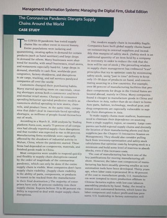 Solved Management Information Systems: Managing the Digital | Chegg.com