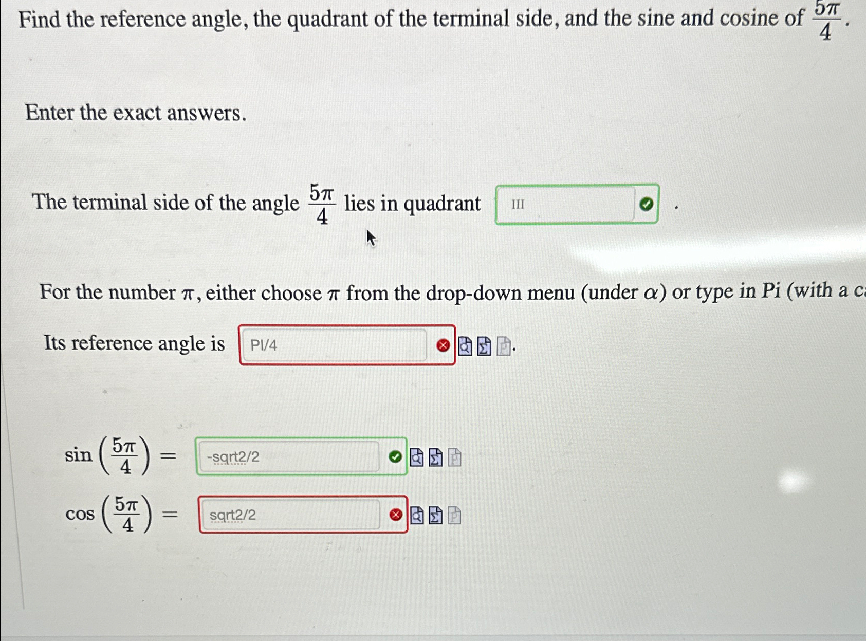 Solved Find the reference angle, the quadrant of the | Chegg.com