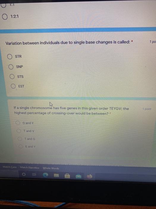 Solved 1:2:1 W Variation between individuals due to single | Chegg.com