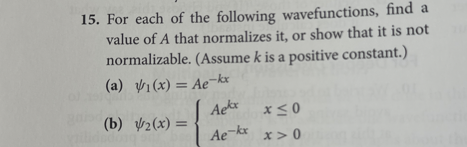 Solved For Each Of The Following Wavefunctions Find Avalue