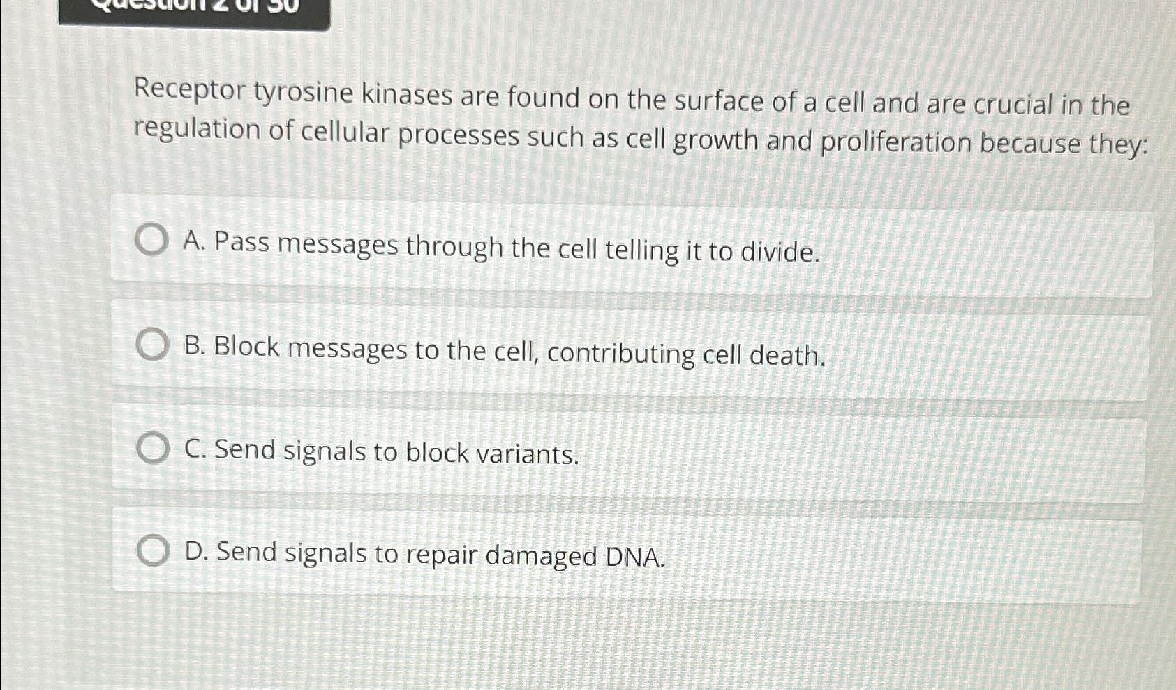 Solved Receptor tyrosine kinases are found on the surface of | Chegg.com