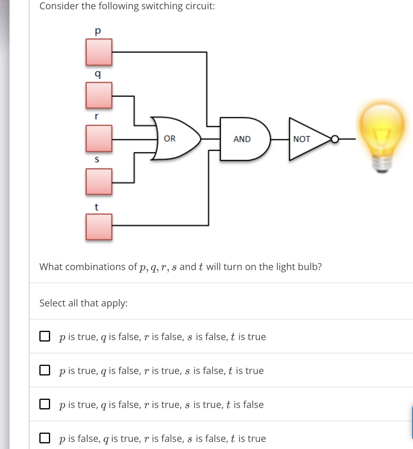 Solved Consider the following switching circuit:What | Chegg.com