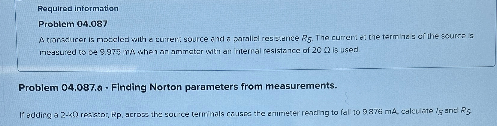 Solved Required informationProblem 04.087A transducer is | Chegg.com