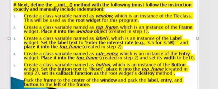 Solved \# Next, define the init 0 method with the following | Chegg.com