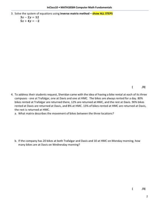 Solved Inclass10 - MATH18584 Computer Math Fundamentals 3. | Chegg.com