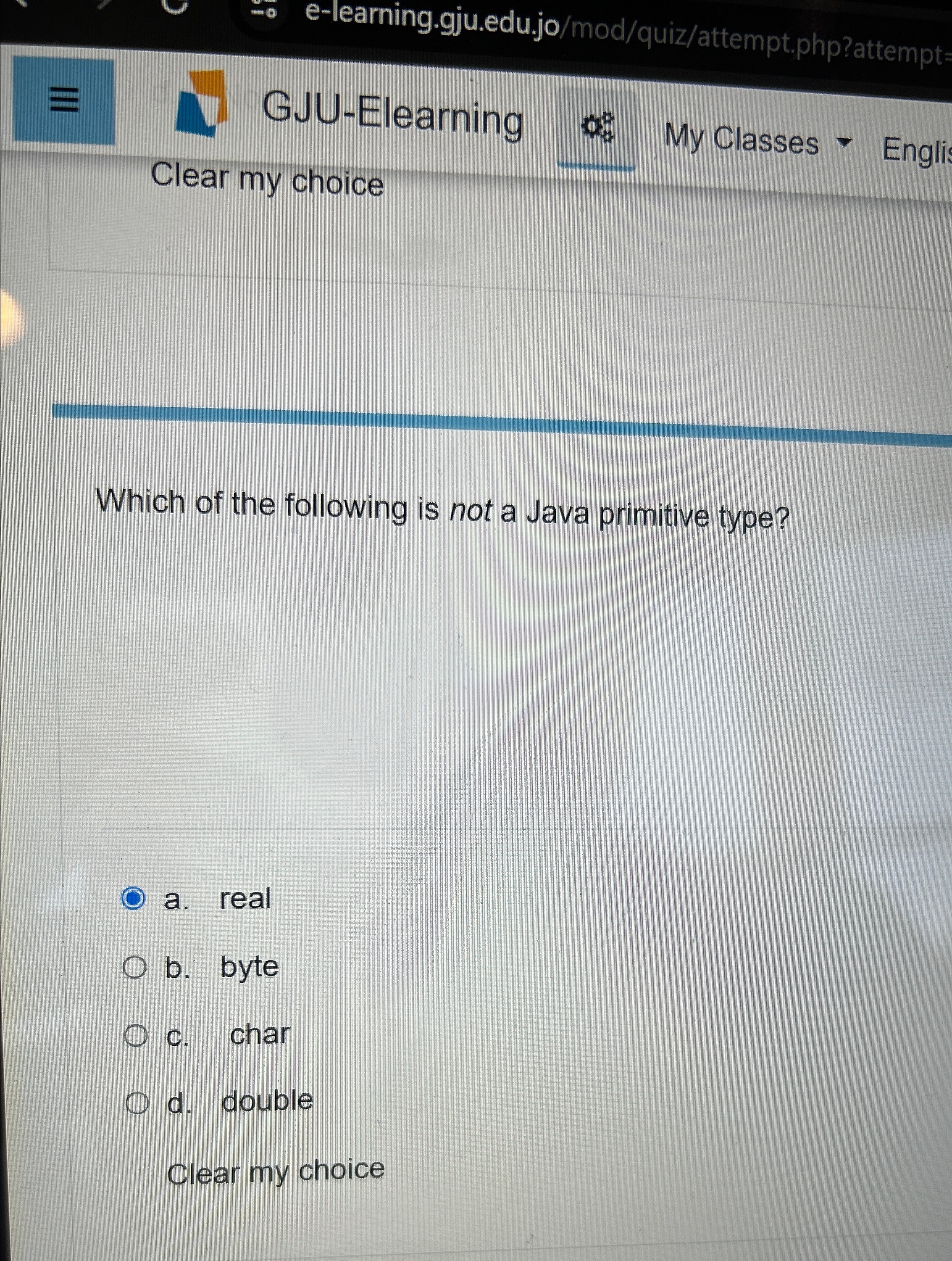Solved GJU-ElearningClear my choiceMy ClassesEngli: , Which | Chegg.com