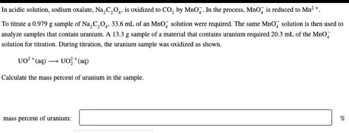 Solved In acidic solution, sodium oxalate, Na2C2O4, is | Chegg.com