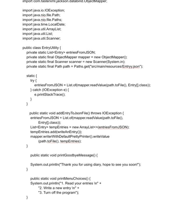 Solved This first java class: public class Entry i private | Chegg.com