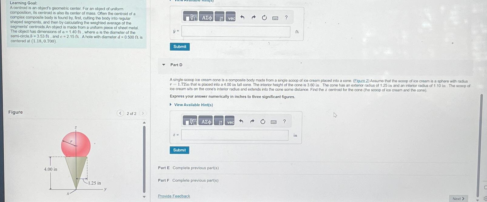 Solved Learning Goal:A centroid is an object's geometric | Chegg.com